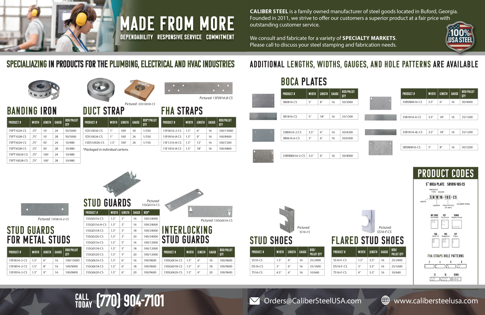 LINE SHEET – Caliber Steel
